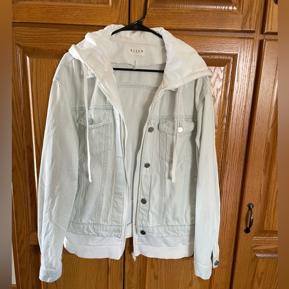 Risen | Jackets & Coats | Risen Denim Jacket With Hood | Poshmark